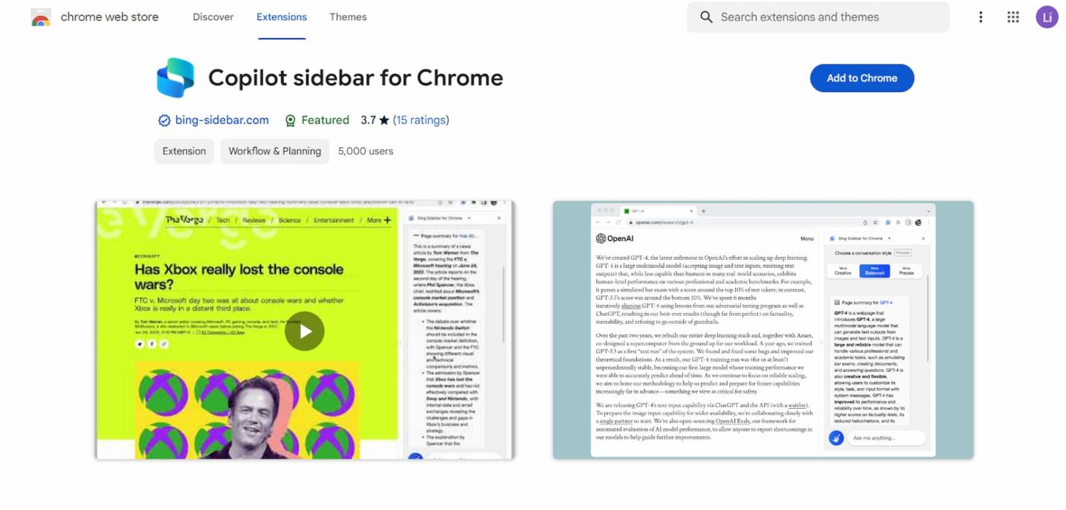 Bing Copilot for Chrome