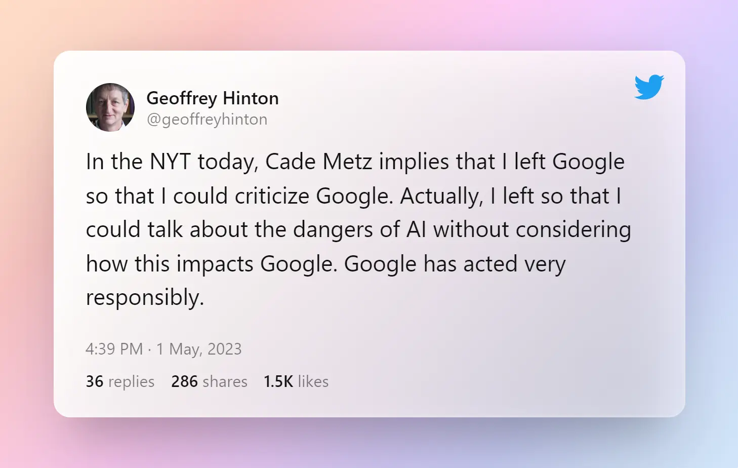 Geoffrey Hinton, The Godfather Of AI Quits Google To Speak About The ... Geoffrey Hinton, The Godfather Of AI Quits Google To Speak About The ...